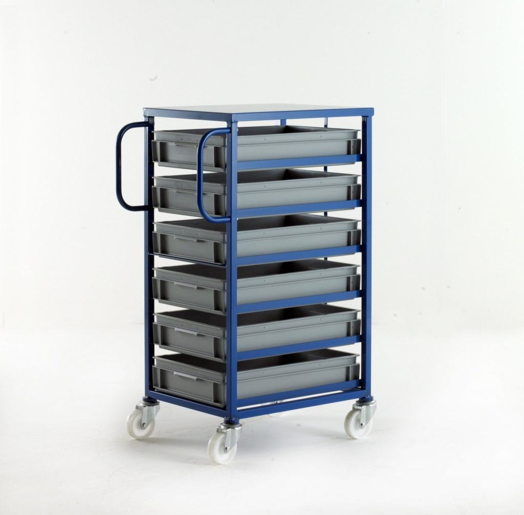 Mobile Tray Racks with Euro Container Box Trays - TrucksandTrolleys